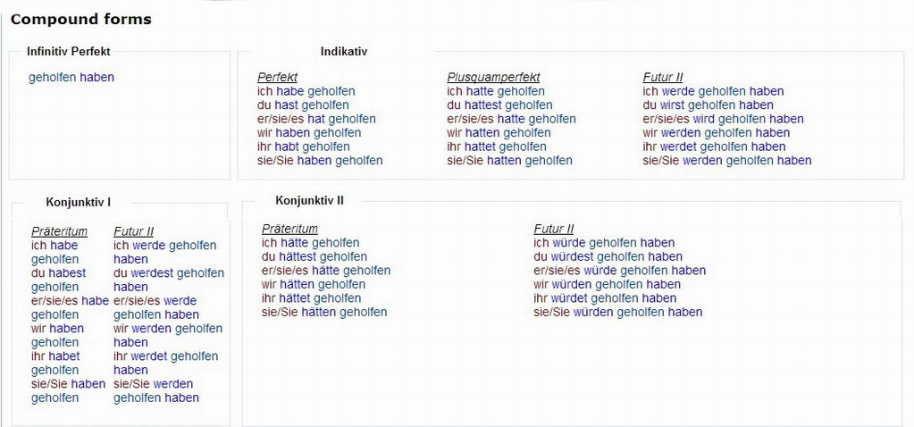 Sofisticato.ro - Verbformen von - helfen
